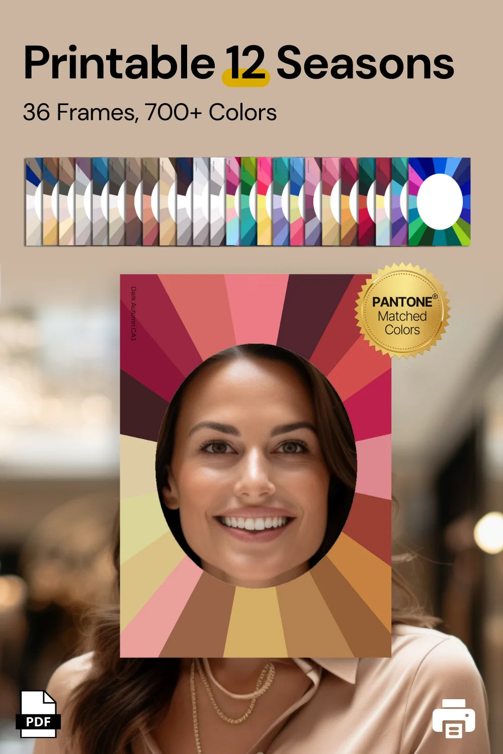 Printable Face Frames Set for Color Analysis | 12 Seasons – Chromawings
